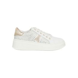 Patrizia Pepe Leder-Sneakers in Wei&szlig;/ Gold - 58% | Gr&ouml;&szlig;e 41 | Damen-sneakers