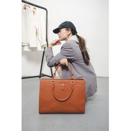 Christian Laurier Leder-Businesstasche "Nya" in Camel - (B)42 x (H)32 x (T)14 cm - 75% | Damen-taschen