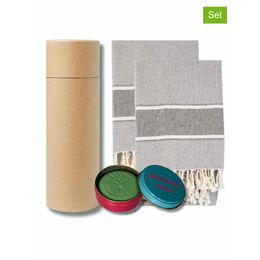 Towel to Go 3tlg. Set: "Wellness & Spa" in Grau - 40% | Badtextilien