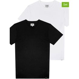 Wrangler 2er-Set: Shirts in Schwarz/ Wei&szlig; - 51% | Gr&ouml;&szlig;e XL | Herren-plussize