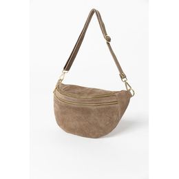 Anna Morellini Leder-Schultertasche "Lolanda" in Taupe - (B)36 x (H)22 x (T)12 cm - 72% | Damen-taschen