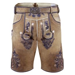 Edelnice Lederhose "Toni" in Hellbraun/ Blau - 42% | Gr&ouml;&szlig;e 52 | Herren-trachten-lederhosen