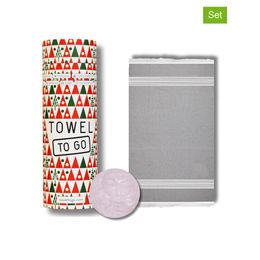 Towel to Go 2tlg. Set: "Wellness & Spa" in Grau - 40% | Badtextilien