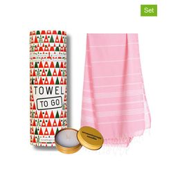 Towel to Go 2tlg. Set: "Wellness & Spa" in Rosa - 40% | Badtextilien