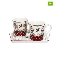 Tognana 3tlg. Set: Tassen ''Happy Santa'' in Wei&szlig;/ Rot - 330 ml - 23% | Gedeckter-tisch