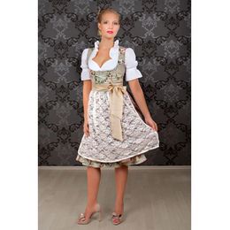 Edelnice Dirndl in Beige/ Hellbraun/ Wei&szlig; - 52% | Gr&ouml;&szlig;e 32 | Damen-dirndl