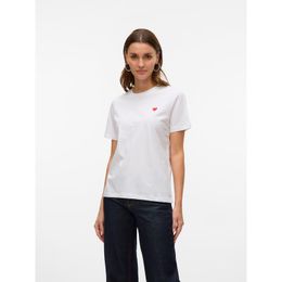 V&eacute;ro Moda Vero Moda Damen Kurzarmshirt &raquo;VMPAULINA SS T-SHIRT GA JRS NOOS&laquo; Baumwolle, regular fit wei&szlig; L