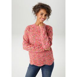 Aniston Casual Damen Aniston CASUAL Strickpullover aus buntem Space-Garn - jedes Teil ein Unikat lila 42