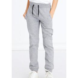 name it Jungen Sweathose &raquo;NKMSWEAT &ndash; Jogger mit verstellbarem Bund und Rippb&uuml;ndchen&laquo; unifarben, casual, regular fit, angeraute Sweatware grau 116, N-