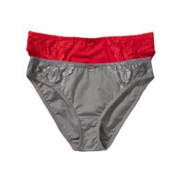 bonprix Damen bonprix Slip Packung, 2, 2 Stk. Slip mit zarter Spitze (2er Pack) rot 36/38 (S), 2 Stk.