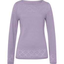 CR&Eacute;ATION L Damen Langarm-Pullover mit Ajour-Muster flieder Gr&ouml;&szlig;e 46