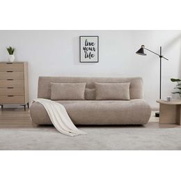 Riess Ambiente Modernes Schlafsofa ELYPSE 195cm greige Chenille 3-Sitzer Couch inkl. Kissen Riess-Ambiente Wohnzimmer