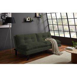 Riess Ambiente Modernes Schlafsofa COCOONING 190cm gr&uuml;n Cord 3-Sitzer Couch Riess-Ambiente Wohnzimmer