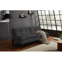 Riess Ambiente Modernes Schlafsofa COCOONING 190cm grau Cord 3-Sitzer Couch Riess-Ambiente Wohnzimmer