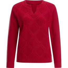 Damen Ajourpullover im Rauten-Muster erdbeere, Gr&ouml;&szlig;e 38