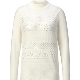 Damen Stehkragenpullover in superweicher Qualit&auml;t ecru, Gr&ouml;&szlig;e 38