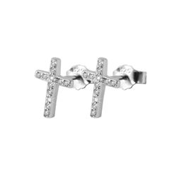 Adeli&aacute;s Damen Ohrstecker Kreuz aus 925 Silber mit Zirkonia 10 cm in silber | Gr.: onesize