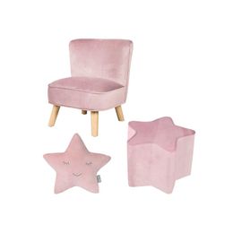 Roba Bundle 'Lil Sofa' mit Sessel, Stern-Hocker & Kissen Rosa/Mauve | Gr.: onesize