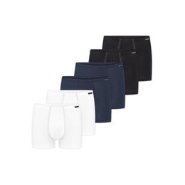 Schiesser Retro Short / Pant Cotton Essentials in Schwarz / dunkelblau / wei&szlig; | Gr.: L