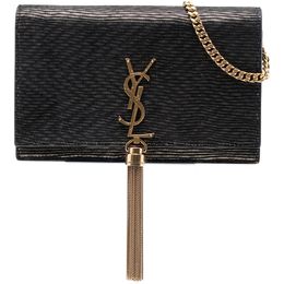 SAINT LAURENT Hobo Bags - Suede Monogram Kate Tassel Wallet on Chain - Gr. unisize - in Schwarz - f&uuml;r Damen