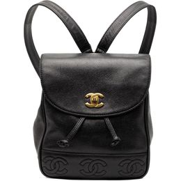 Chanel Rucks&auml;cke - Caviar Triple CC Backpack - Gr. unisize - in Schwarz - f&uuml;r Damen