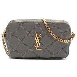 SAINT LAURENT Hobo Bags - Mini Quilted Lambskin Becky Double Zip Crossbody - Gr. unisize - in Grau - f&uuml;r Damen