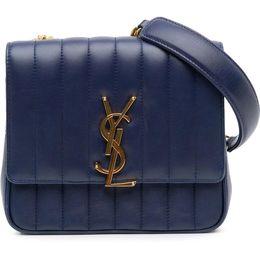 SAINT LAURENT Hobo Bags - Medium Lambskin Monogram Vicky Chain Bag - Gr. unisize - in Blau - f&uuml;r Damen