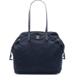 Prada Hobo Bags - Saffiano Trimmed Tessuto Open Convertible Tote - Gr. unisize - in Blau - f&uuml;r Damen