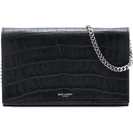 SAINT LAURENT Hobo Bags - Croc Embossed Leather Wallet On Chain - Gr. unisize - in Schwarz - f&uuml;r Damen