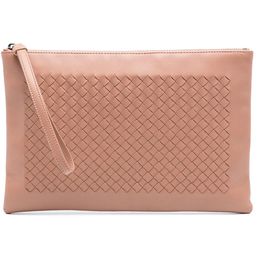Bottega Veneta Clutches - Nappa Intrecciato Zip Wristlet Pouch - Gr. unisize - in Braun - f&uuml;r Damen
