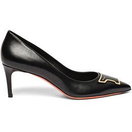 Santoni Hohe Schuhe - Women's leather midheel pump - Gr. UK_4 - in Schwarz - f&uuml;r Damen