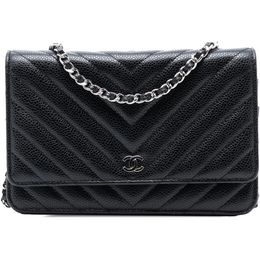 Chanel Hobo Bags - CC Chevron Caviar Wallet On Chain - Gr. unisize - in Schwarz - f&uuml;r Damen