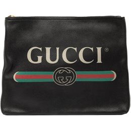 Gucci Clutches - Medium Leather Logo Portfolio Clutch - Gr. unisize - in Schwarz - f&uuml;r Damen