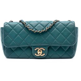 Chanel Hobo Bags - CC Quilted Lambskin East West Single Flap - Gr. unisize - in Blau - f&uuml;r Damen
