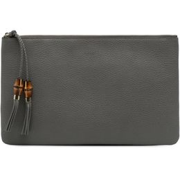 Gucci Clutches - Calfskin Bamboo Tassel Clutch - Gr. unisize - in Grau - f&uuml;r Damen