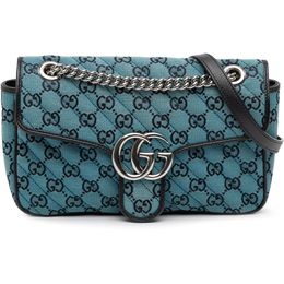 Gucci Hobo Bags - Medium GG Marmont Matelasse Diagonal GG Canvas Sho - Gr. unisize - in Blau - f&uuml;r Damen
