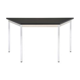 eurokraft basic Mehrzwecktisch, trapezf&ouml;rmig, HxBxT 740 x 1200 x 600 mm, Platte schwarz, Gestell verchromt
