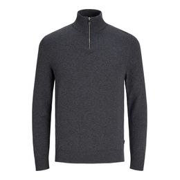 Jack & Jones Jack & Jones Strickjacke mit Viertelrei&szlig;verschluss in Dark Grey Melange | Gr.: M