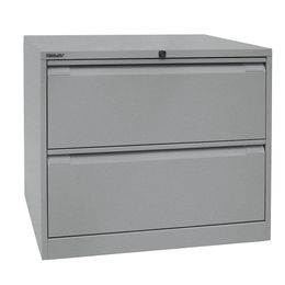 Bisley H&auml;ngeregistraturschrank, 2-bahnig, 2 Sch&uuml;be, DIN A4, wei&szlig;aluminium
