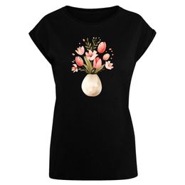 F4NT4STIC T-Shirt Rosa Fr&uuml;hlingsblumenstrau&szlig; in Vase in schwarz | Gr.: 3XL