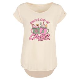 F4NT4STIC Long Cut T-Shirt Have a Cup of Cheer Weihnachten in Whitesand | Gr.: XS
