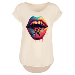 F4NT4STIC Long Cut T-Shirt Drooling Lips LONG TEE in Whitesand | Gr.: L