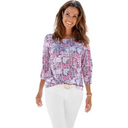 CR&Eacute;ATION L Damen 3/4-Arm-Shirt mit Patchwork-Dessin fuchsia-bedruckt Gr&ouml;&szlig;e 40