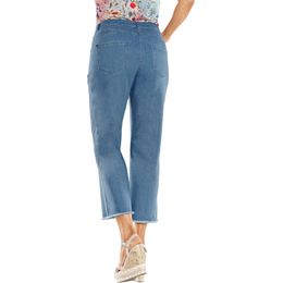 CR&Eacute;ATION L Damen 7/8-Jeans mit Fransen am Abschluss blue-bleached Gr&ouml;&szlig;e 22