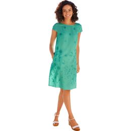 CR&Eacute;ATION L Damen Webkleid in Viskose-Leinen-Mischung blaugr&uuml;n Gr&ouml;&szlig;e 38
