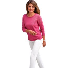 CR&Eacute;ATION L Damen Feinstrickpullover mit Metallpl&auml;ttchen-Applikation fuchsia Gr&ouml;&szlig;e 36