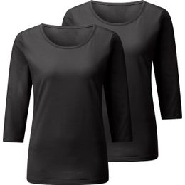 CR&Eacute;ATION L Damen 3/4-Arm-Shirt im 2er-Pack schwarz + schwarz Gr&ouml;&szlig;e 52