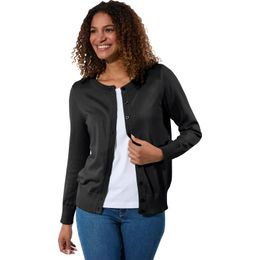 CR&Eacute;ATION L Damen Cardigan mit Rippabschl&uuml;ssen schwarz Gr&ouml;&szlig;e 38