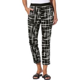 CR&Eacute;ATION L Damen Schlupfhose mit Rei&szlig;verschluss-Taschen schwarz-wei&szlig;-bedruckt Gr&ouml;&szlig;e 36