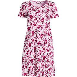 LANDS' END Knielanges Kurzarm-Nachthemd aus Baumwolle, Damen,  Pink, Baumwolle, by Lands' End